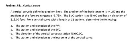 Solved Problem Vertical Curve A Vertical Curve Is Define Chegg