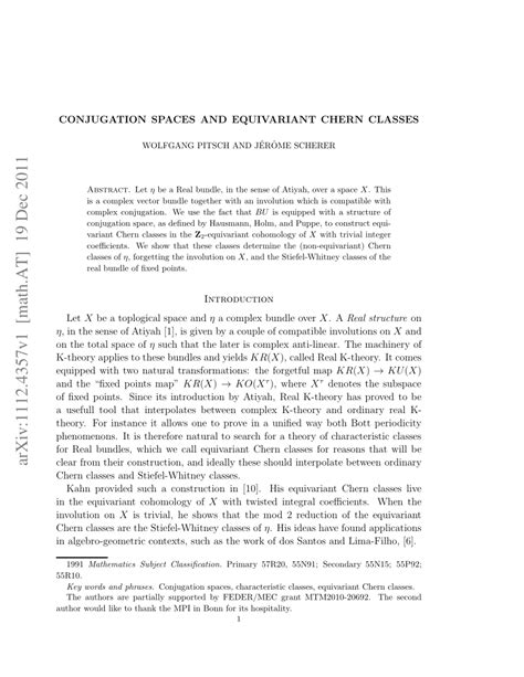 Pdf Conjugation Spaces And Equivariant Chern Classes