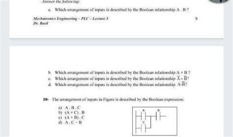 Solved Answer The Following And Which Arrangement Of Inputs