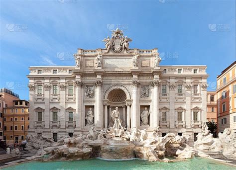 许愿池 Fontana Di Trevi 。罗马特莱维区的喷泉素材 花瓣网