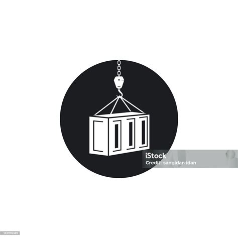 컨테이너 리프팅 크레인 후크 아이콘 벡터 일러스트 디자인 템플릿 기계류에 대한 스톡 벡터 아트 및 기타 이미지 기계류 내부