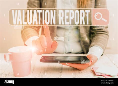 Handwriting Text Valuation Report Conceptual Photo Process Of Determining The Current Worth Of