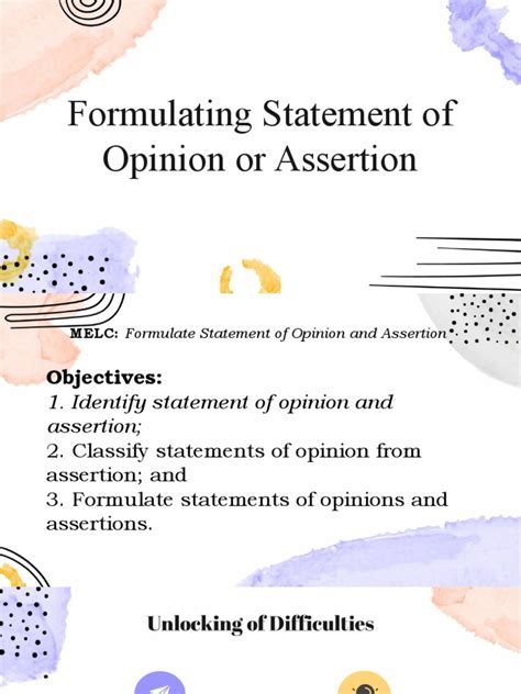 Opinion And Assertion Examples