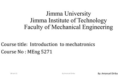 Lecture 1 Introduction To Mechatronics Pdf