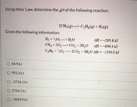 Solved Help With General Chem Questions Using Hess Law