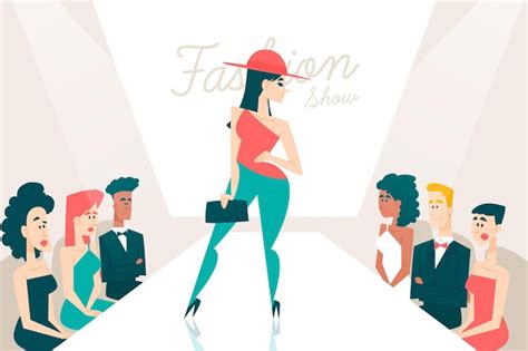 플랫 패션쇼 런웨이 무료 벡터