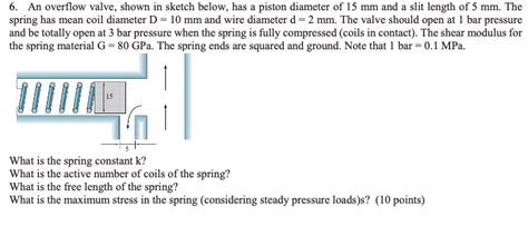 Solved An Overflow Valve Shown In Sketch Below Has A Chegg Com