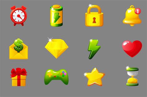 Premium Vector Set Of Game Icons For Ui Gui Elements For Mobile App