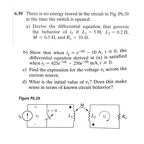 solved 6 39 there is no energy stored in the circuit in fig