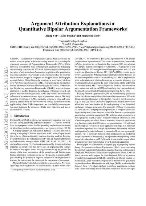 Pdf Argument Attribution Explanations In Quantitative Bipolar
