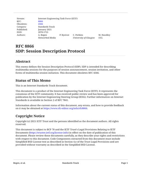 Rfc 8866 Pdf Multicast Session Initiation Protocol