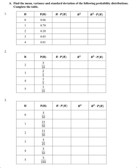 Solved Find The Mean Variance And Standard Deviation Of The Following