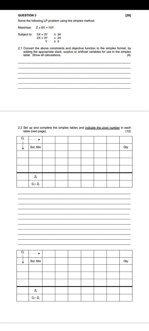 solved [20] question 3 solve the following lp problem using