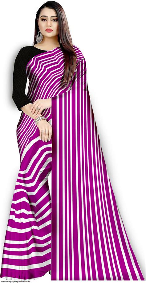 Satin Silk Digital Print Pattern Saree Kd 73