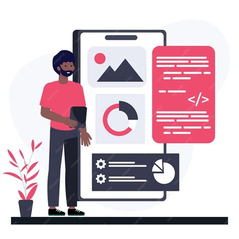 Premium Vector Mobile App Developer With A Phone