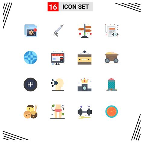 16 User Interface Flat Color Pack Of Modern Signs And Symbols Of View Edit Repair Document