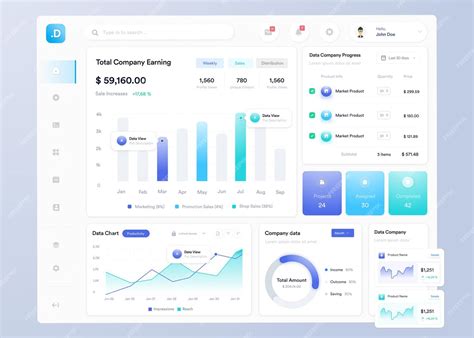 Premium Vector | Ui ux infographic dashboard ui design with graphs charts and diagrams web ...