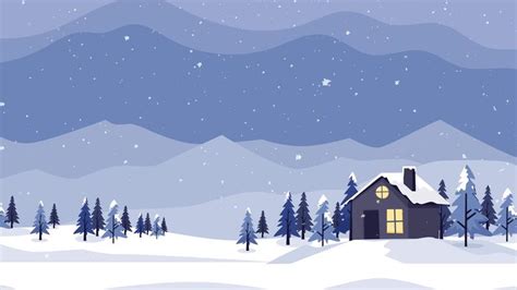 snowy house winter landscape with snow flakes fall scene 2d animation