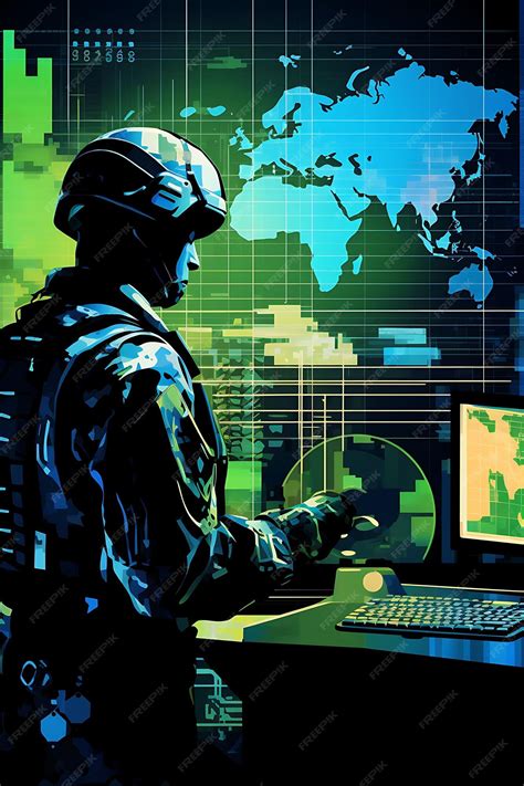 Premium Ai Image Intelligence Analyst Soldier Analyzing Data