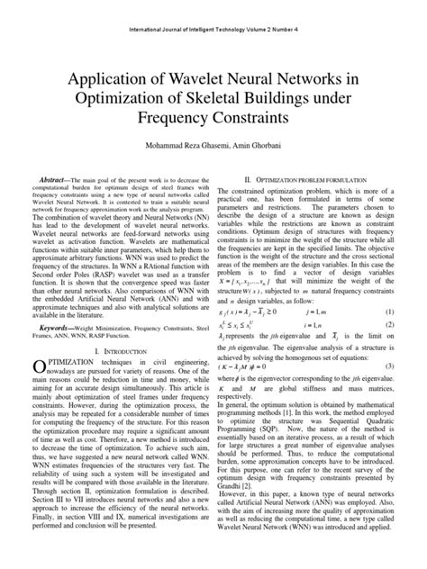 Application Of Wavelet Neural Networks In Optimization Of Skeletal Buildings Under Frequency