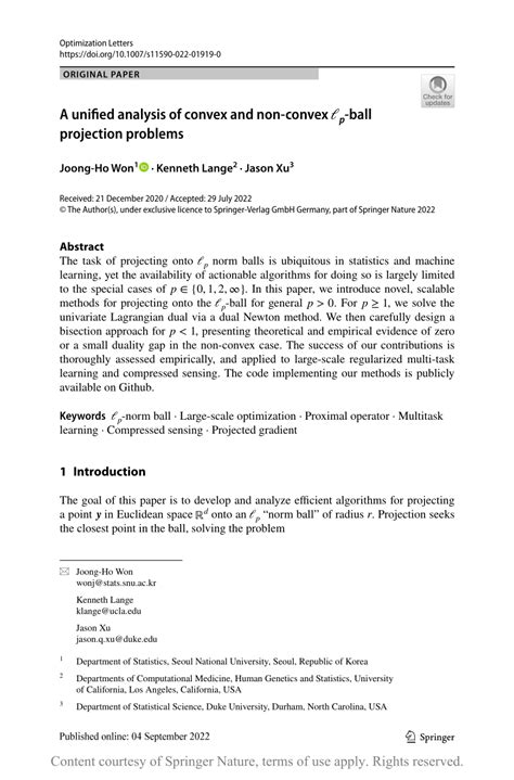 a unified analysis of convex and non convex ell p ball projection