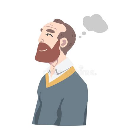 Thoughtful Bearded Man Relaxed Guy Dreaming About Something Person Sitting Supporting His Head