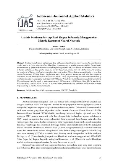 Analisis Sentimen Dari Aplikasi Shopee Indonesia Menggunakan Metode Recurrent Neural Network