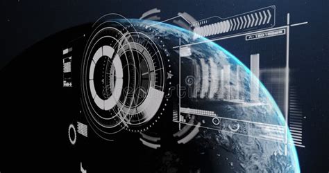 Image Of Data Processing And Globe Over Scope Over Globe Stock Image