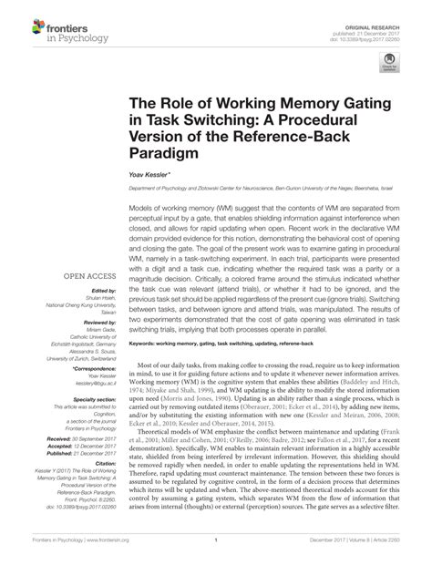 pdf the role of working memory gating in task switching a procedural