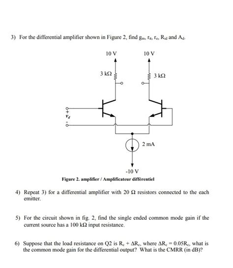 Solved For The Differential Amplifier Shown In Figure Chegg Com