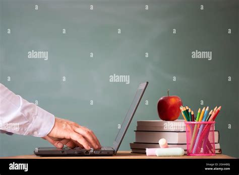 Back To School Concept School Math Teacher Giving Virtual Teaching