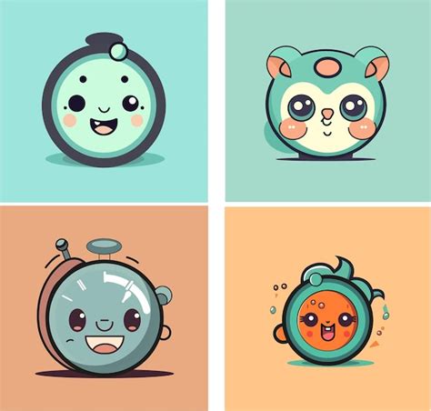 Premium Vector A Cute Clock Logo Vector Illustration Flat Designcute Smiling Happy Alarm Time