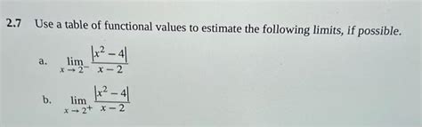 Solved 27 Use A Table Of Functional Values To Estimate The