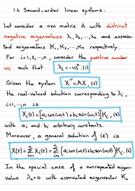 Class Lu 1 Second Order Systems Equations 1 Second Order Linear Systems Let Consider A Nxn