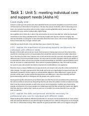 Task 1 Assignment Health And Socak Docx Task 1 Unit 5 Meeting Individual Care And Support