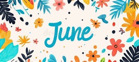 Vibrant June Celebration Banner With Colorful Flowers And Playful