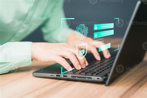 Man Typing Login User And Password Cyber Security Concept Secure