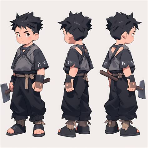 Premium Photo Character Anime Of Male Chibi Kawaii Blacksmith Fashion Apron And Hammer Steel