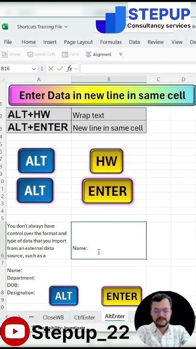 Day 27 Shortcut To Wrap Text And Add New Line In Same Cell Shortcuts