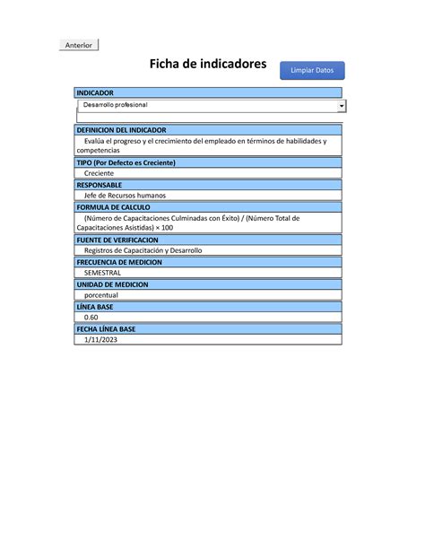 Indicadores Ficha Suply Ficha De Indicadores Indicador Definicion