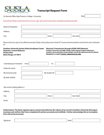 22 College Transcript Request Form Template Free To Edit Download And Print Cocodoc