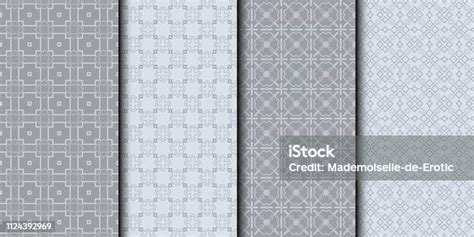 선 및 다각형으로 완벽 한 선형 패턴의 집합입니다 기하학적 형태와 추상적인 기하학적 텍스처입니다 벡터 일러스트입니다 회색 색상