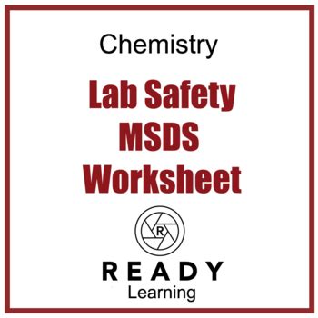 Chemistry Lab Safety MSDS Worksheet By Ready Online Learning TPT