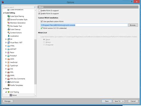 Resharper 201612 Nunitcoreunsupportedframeworkexception With Nunit