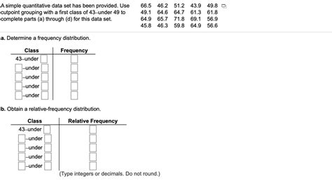 Solved A Simple Quantitative Data Set Has Been Provided Use Cutpoint