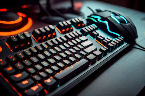 Close Up Of Keyboard And Mouse In Video Gaming Setup Stock Illustration