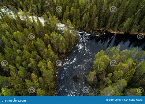 An Aerial View Of Two Rivers Merge Into One Stock Image Image Of