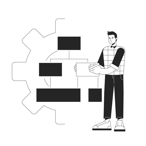 machine learning algorithms black and white concept vector spot illustration editable 2d flat