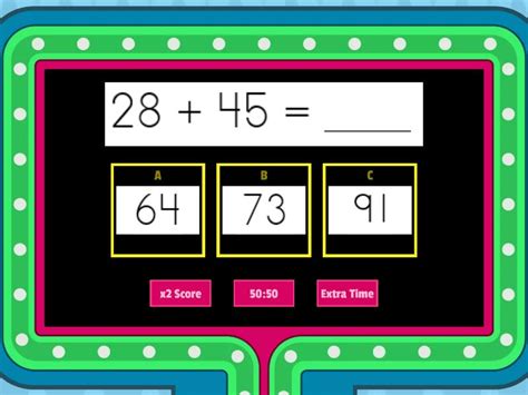 Adding With Digit Numbers Gameshow Quiz