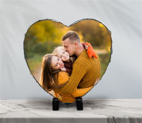 Personalised Heart Photo Slate Heart Slate With Stands Heart Photo